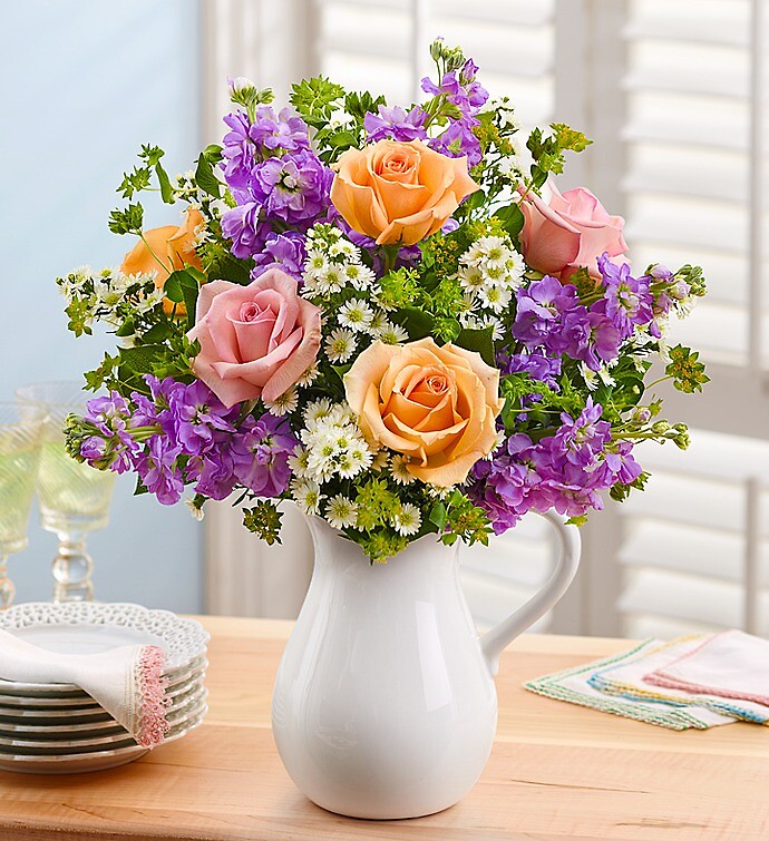Pitcher Full of Roses arranged by a florist in Linden, NJ : The Flower ...
